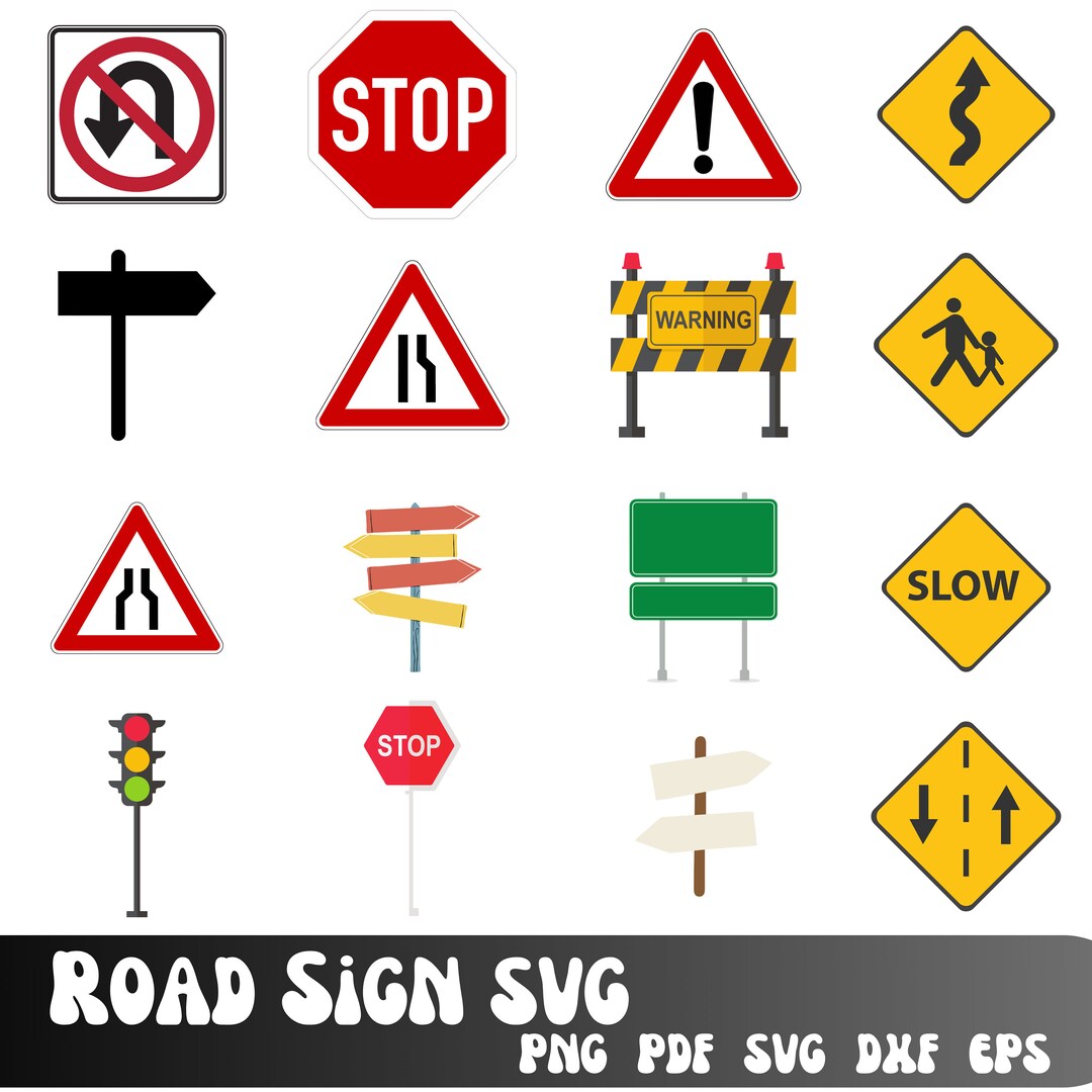 Road Signs PNG, SVG, DXF, Eps, Ai Vector Pack Digital Download Road Svg ...