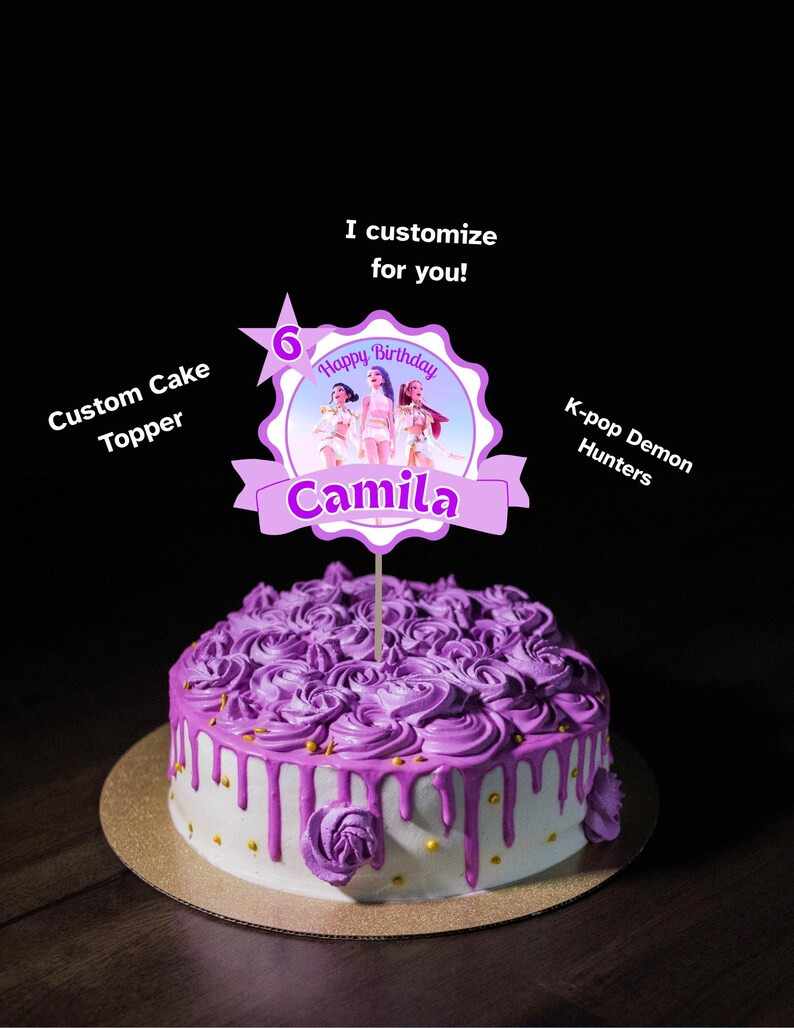 Kpop Demon Hunter Cake Topper -huntrix K-pop Birthday Cake/cupcake ...