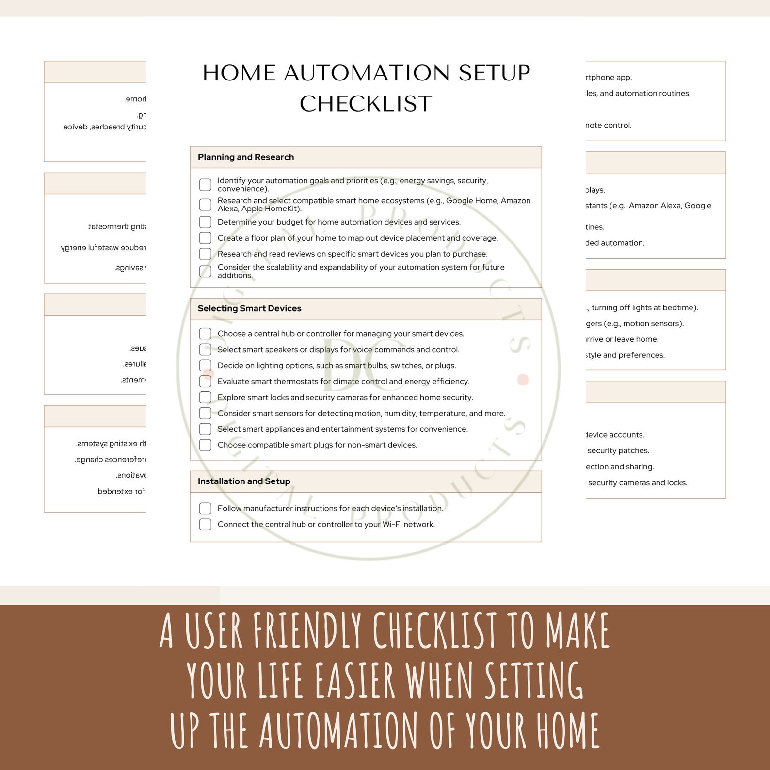 Home Automation Setup Checklist/checklist for Setting up Your Home ...