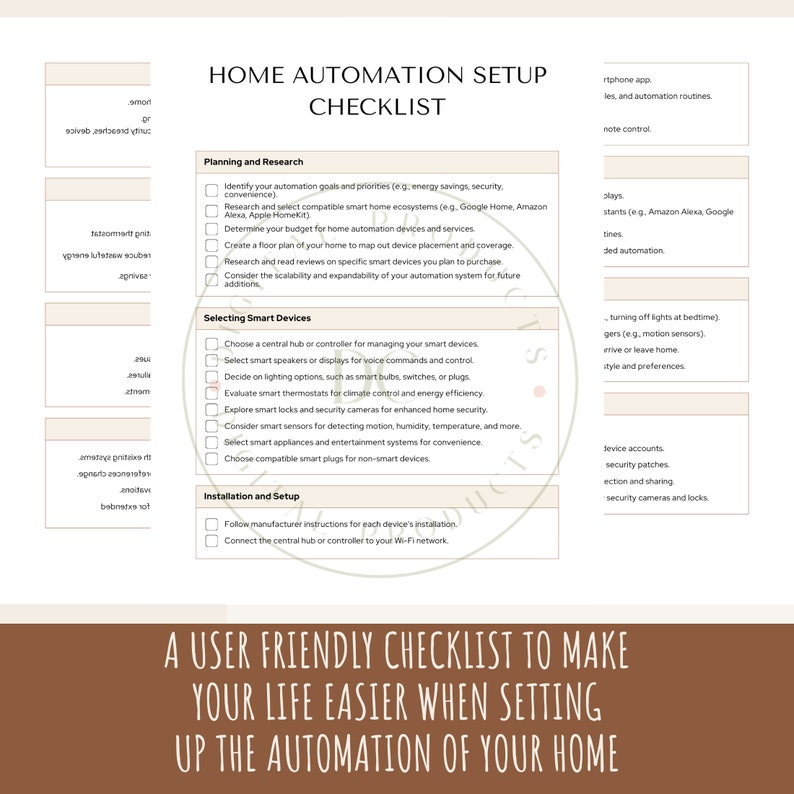 Home Automation Setup Checklist/checklist for Setting up Your Home ...