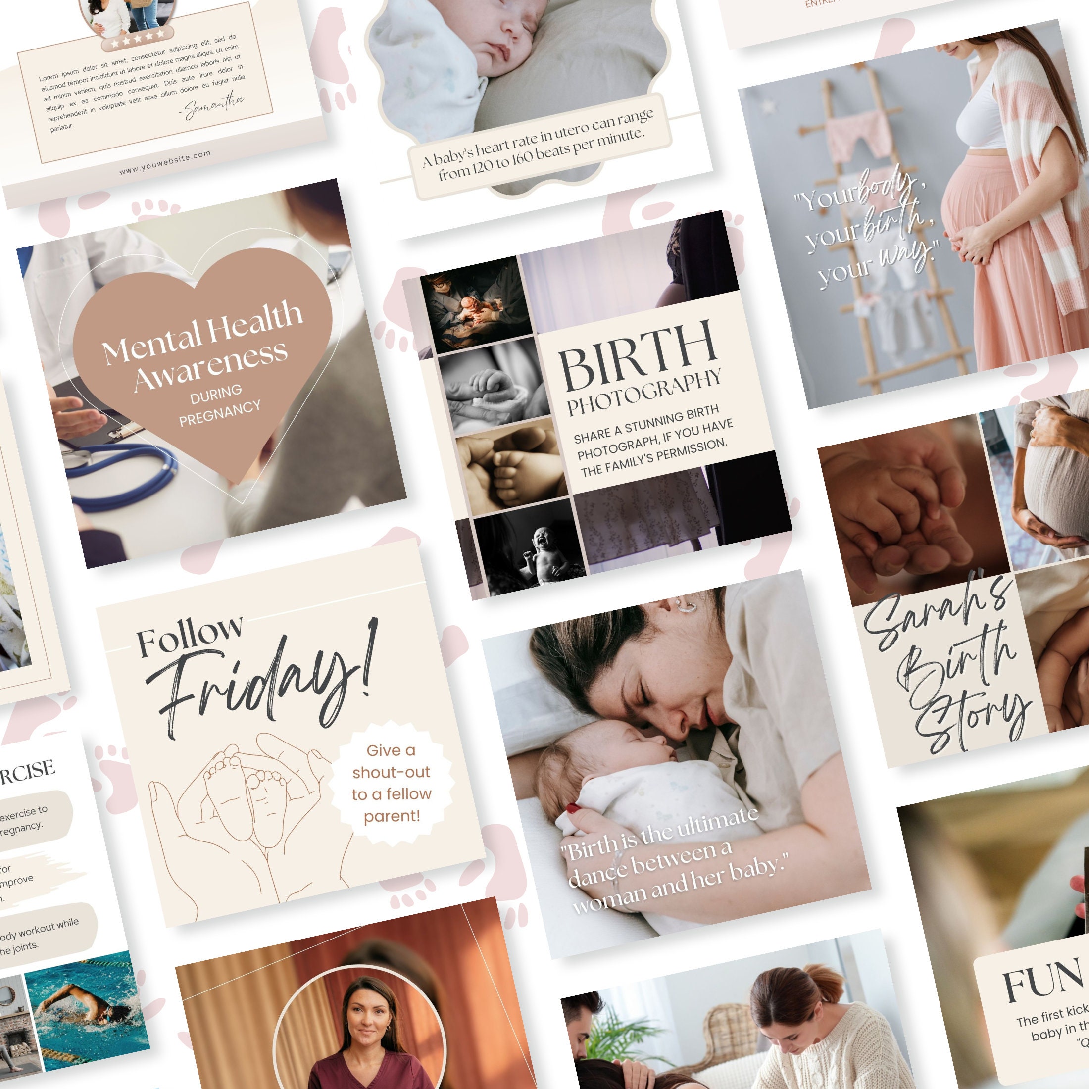 EDITABLE Doula Instagram Posts Template/expectant Moms Social Media ...