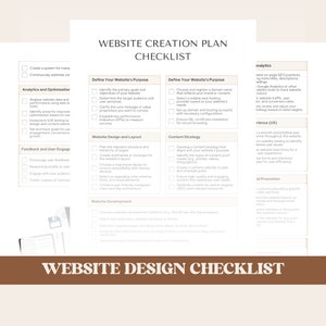 Website Design and Creation Plan Checklist/checklist for Creating Your Own Website/website ...