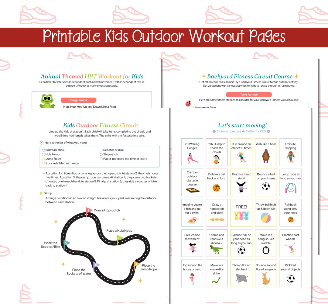 Printable Outdoor Workouts for Kids/exercises for Kids/kids Workouts ...