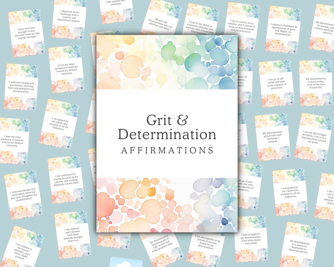 Grit and Determination Affirmation Card Set/30 Beautiful Watercolor ...