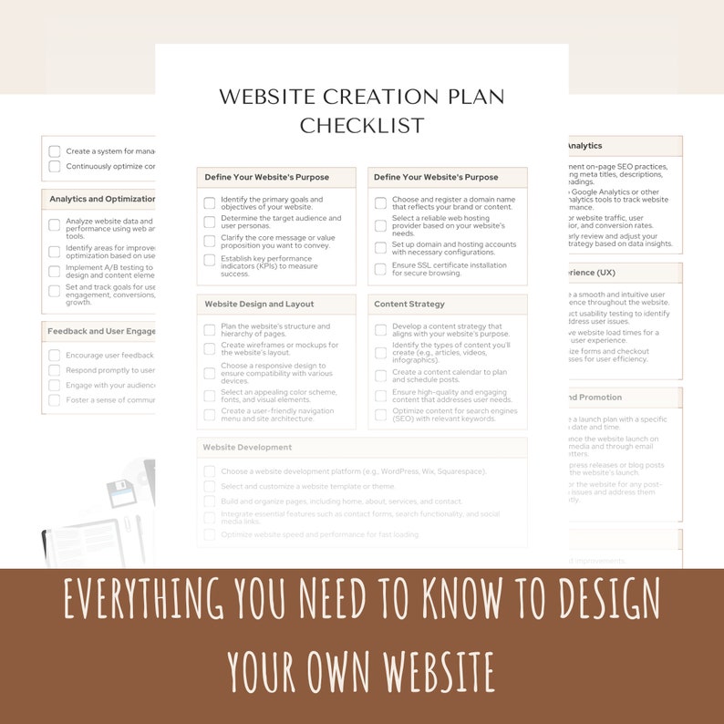 Website Design and Creation Plan Checklist/checklist for Creating Your ...