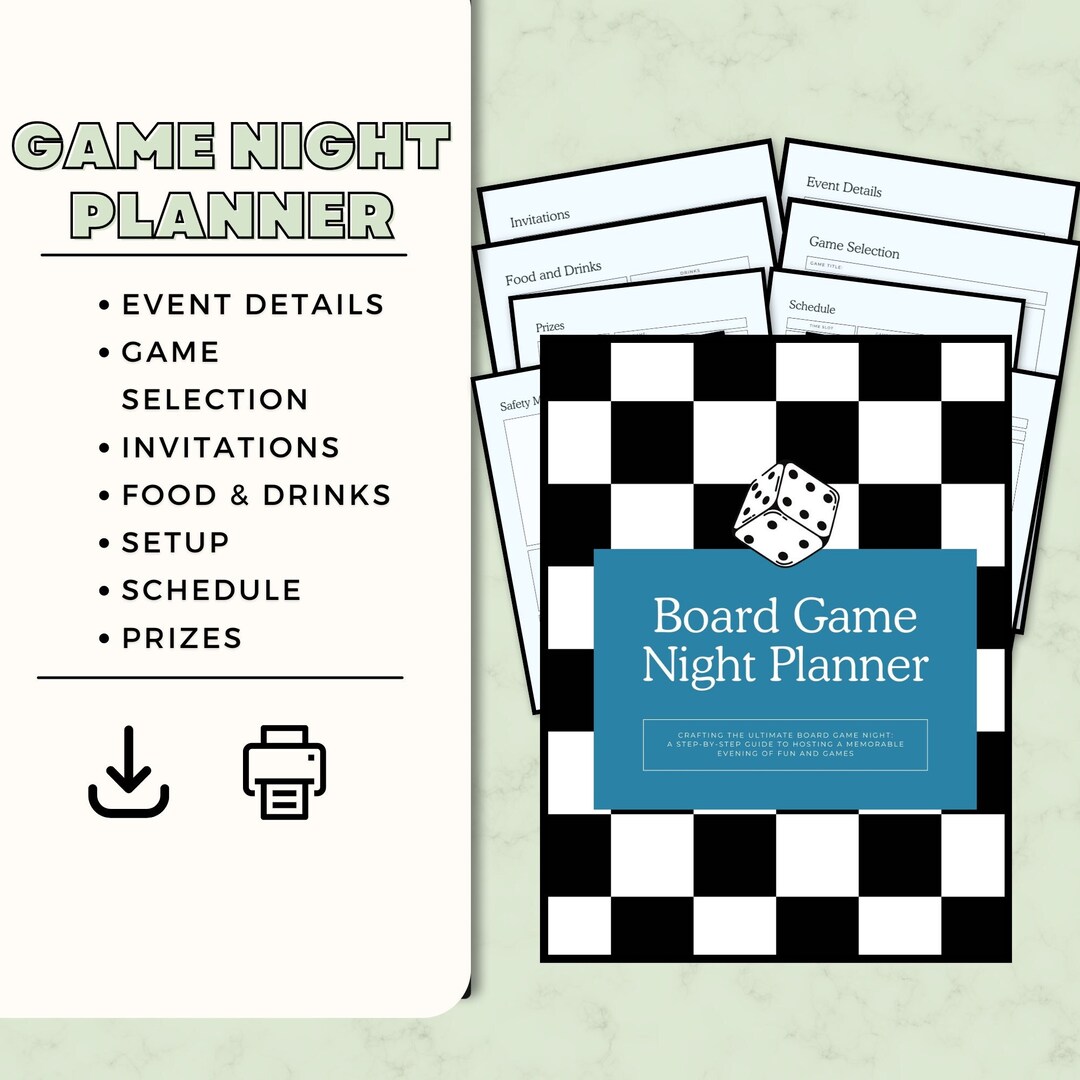Printable Game Night Planner/family Game Night/group Game Night Planner ...