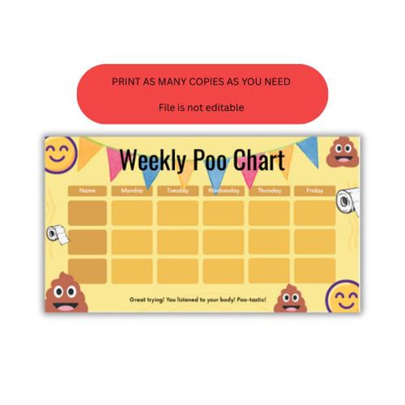 Weekly Poo Calendar for Kids - Printable - Etsy