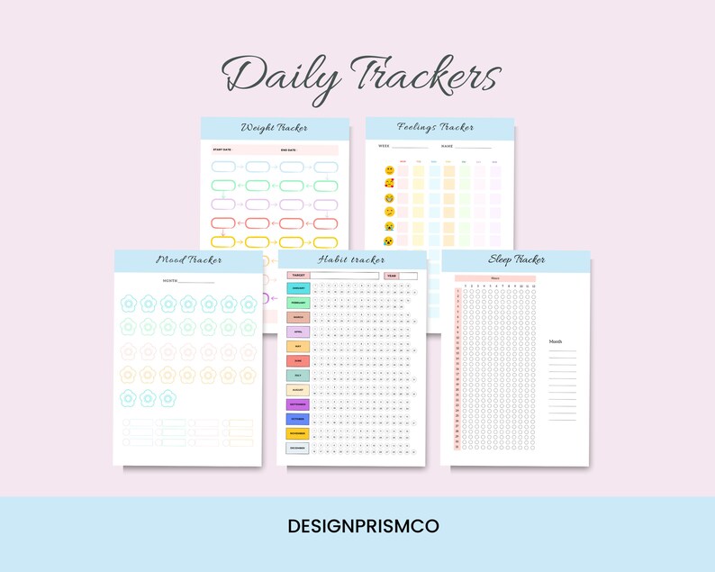 Mood Tracker Printable Pack, Mental Health Tracker, Circular Mood Chart ...