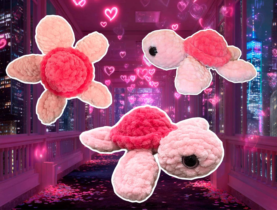 Valentine’s Day Crochet Pink Turtle Plush Toy Stuffed Animal - Etsy