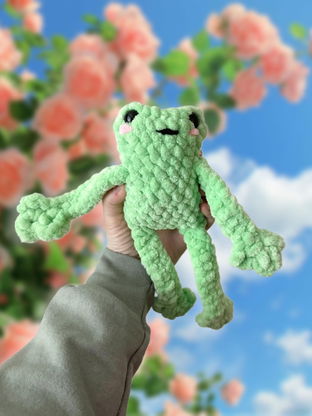 Jumbo Crochet Leggy Frog Plush Amigurumi Stuffed Animal Toy Soft ...