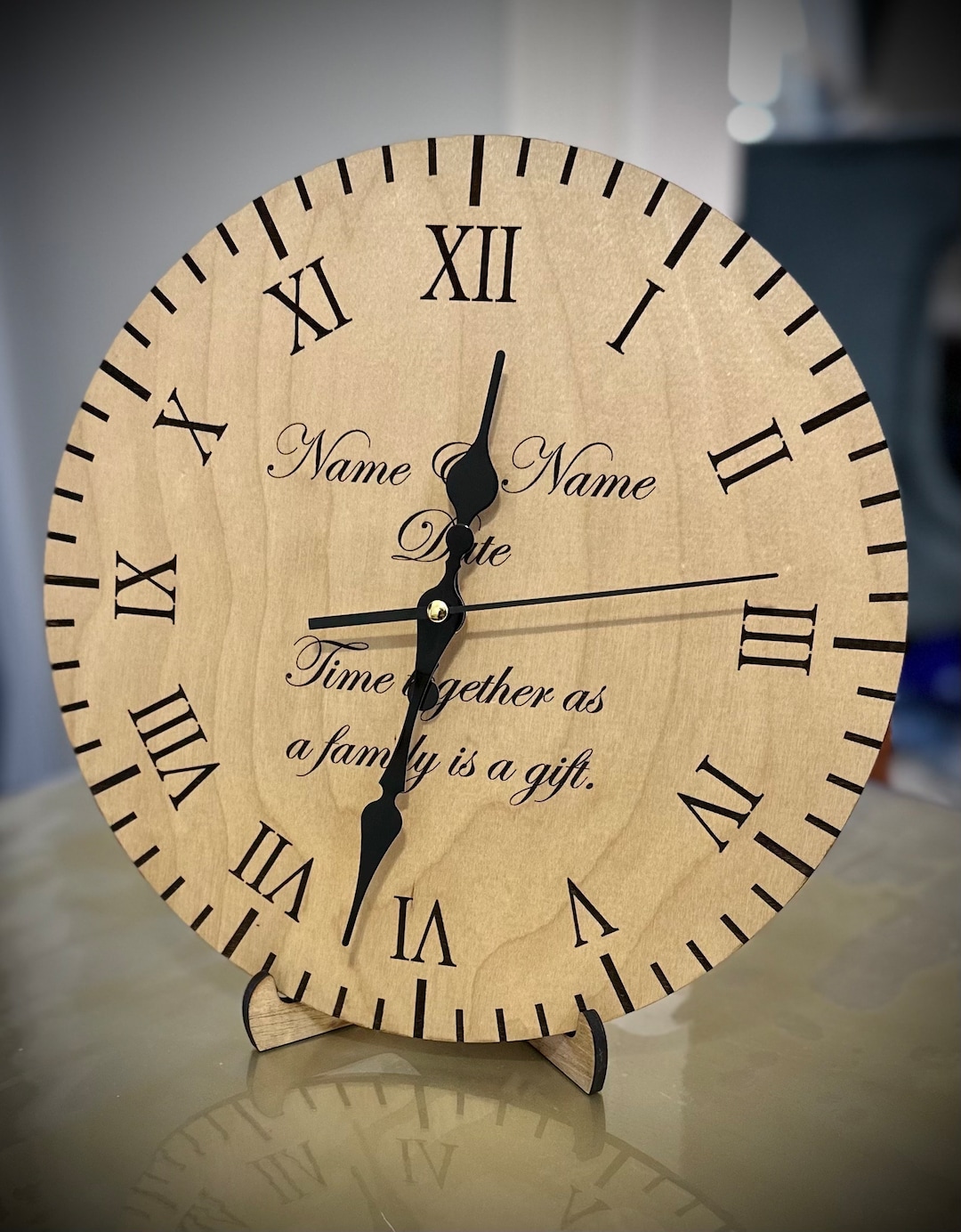 Personalized Desk Clock With Stand - Choose Size, Color, Add Names for ...