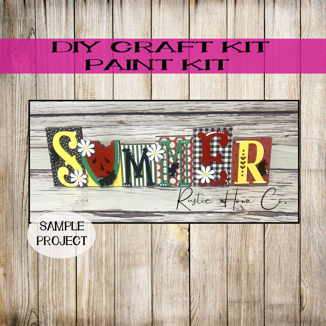 DIY Summer Block Letters Wood Craft Sign Paint Kit - Etsy
