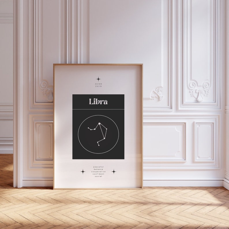 Minimalist Libra Zodiac Sign Wall Art Digital Download, Horoscope Sign ...