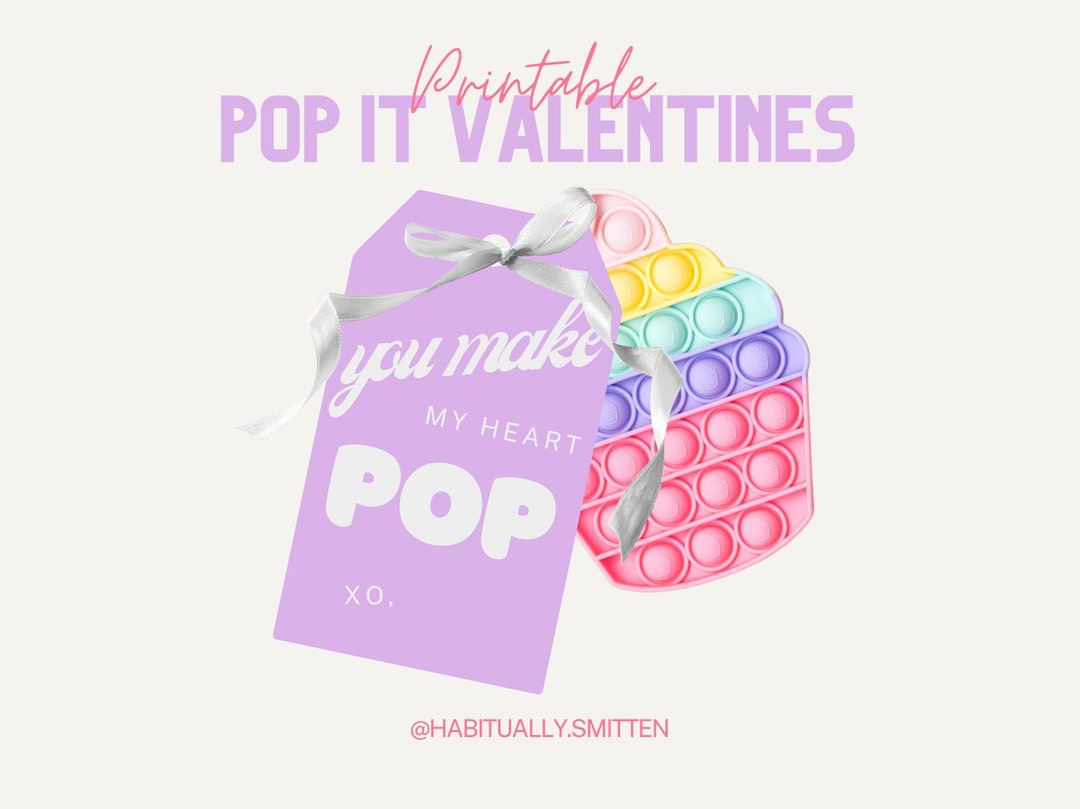 POP IT VALENTINES 4 Colors Printable Fidget Valentines Classroom Kids ...