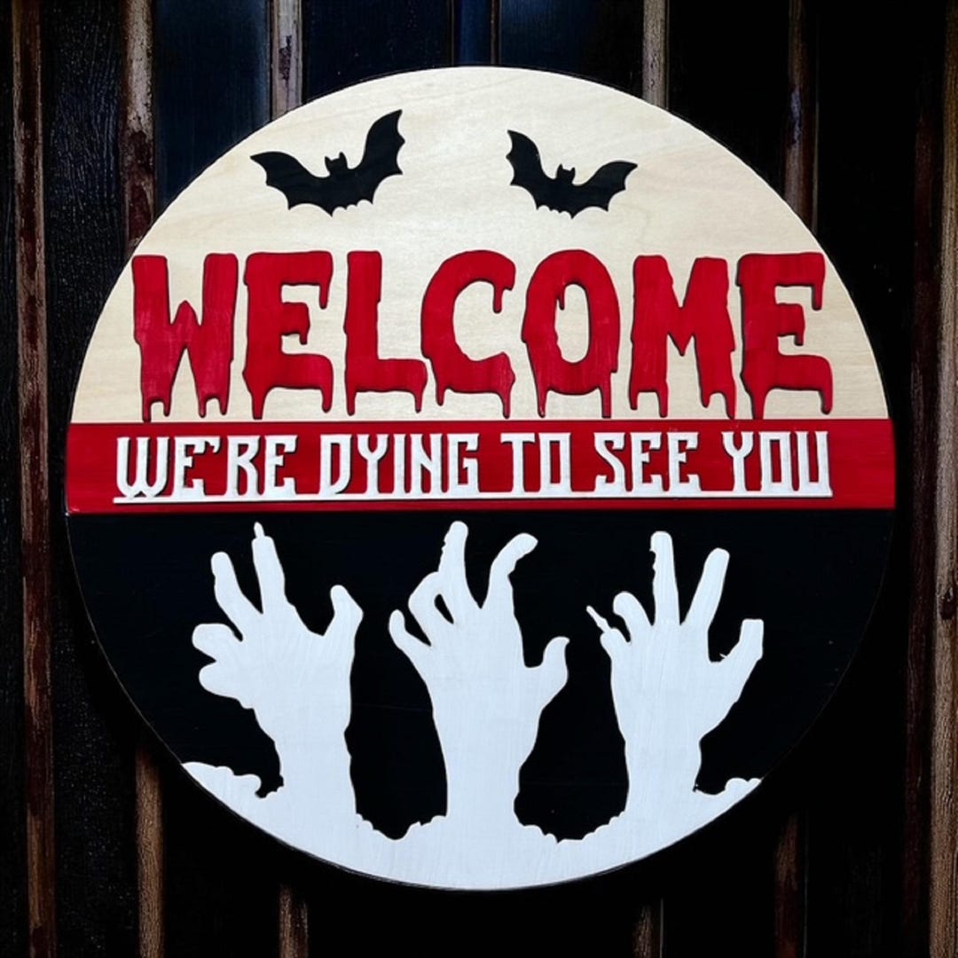 Hand-painted Zombie Welcome Door Hanger: Spooky Halloween Decor - Etsy