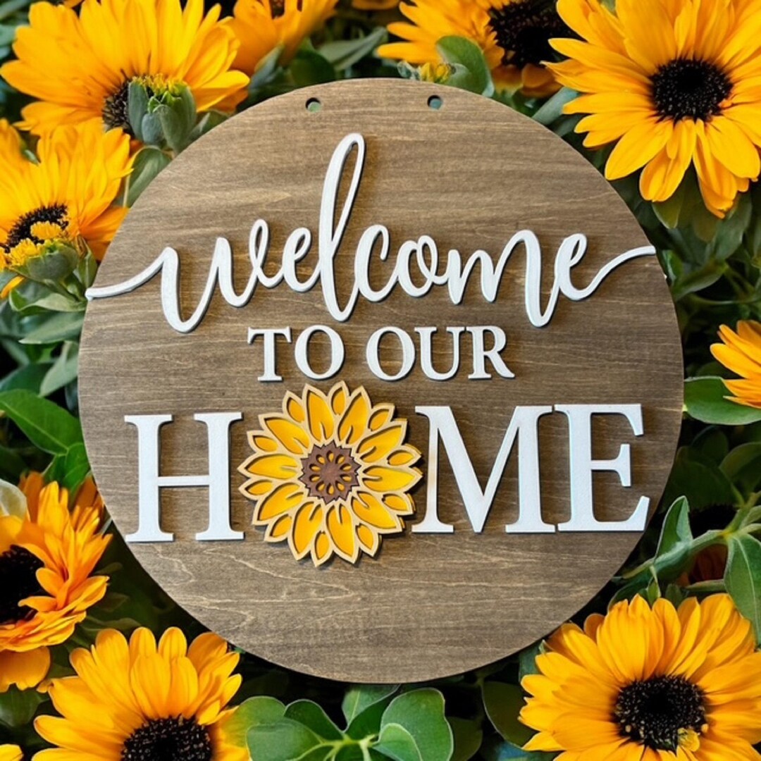 Sunflower Door Hanger - Handmade Rustic Summer Sign for Front Door ...