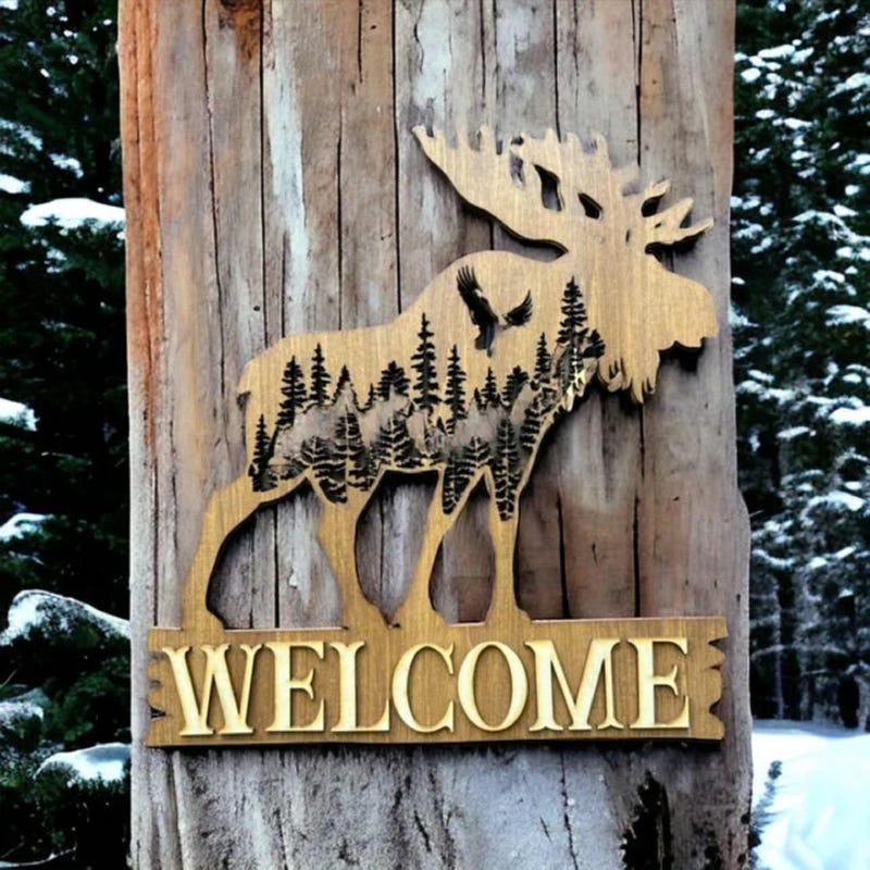 Moose Welcome Sign - Etsy