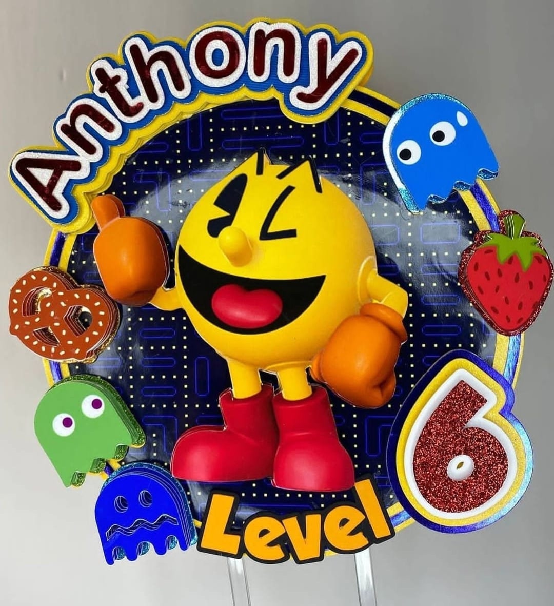 Pacman Game Cake Topper / Pacman Game Party / Pacman Game Decor / Pacman Game Cake - Etsy