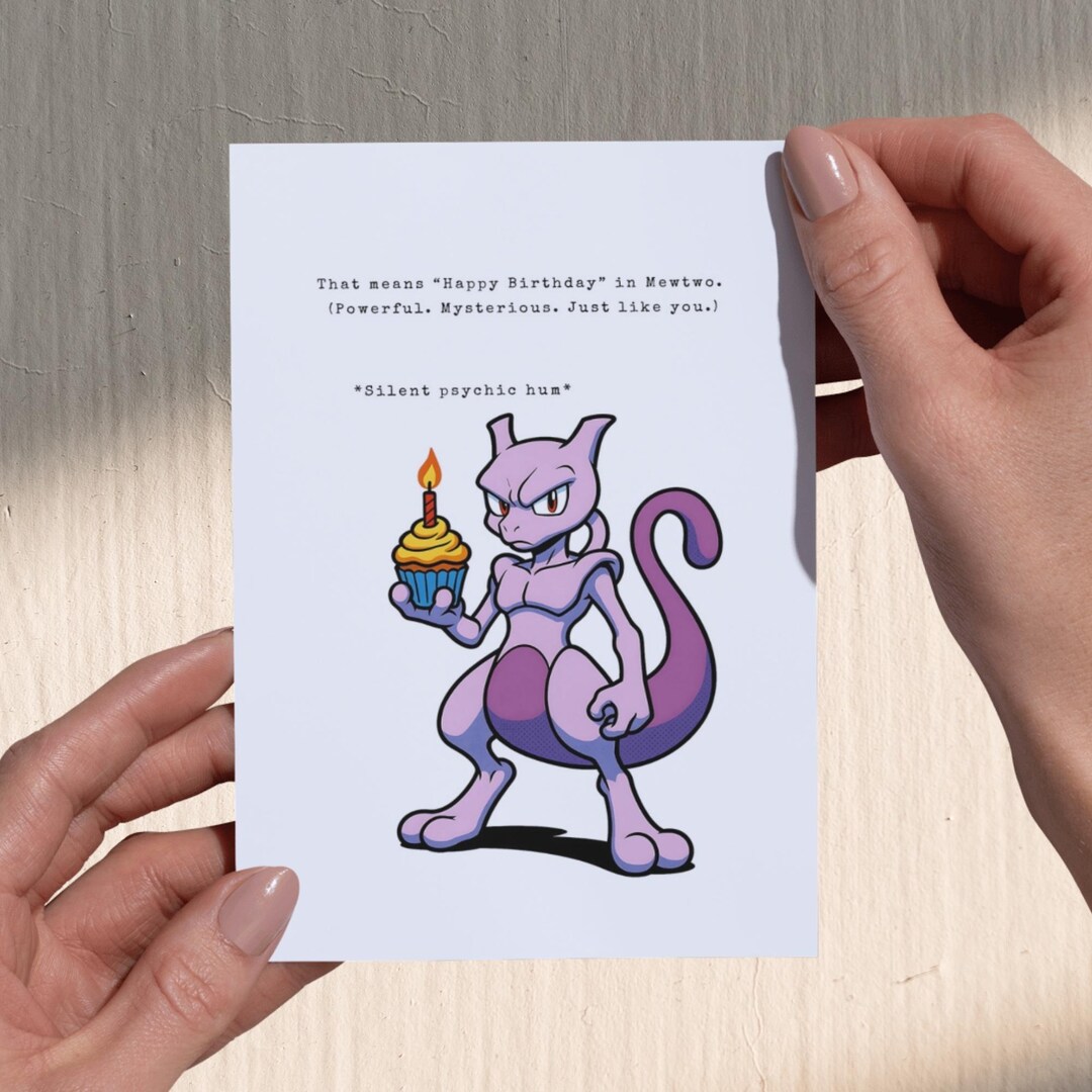 Digital Birthday Card - Mewtwo - Pokemon Card - Happy Birthday ...
