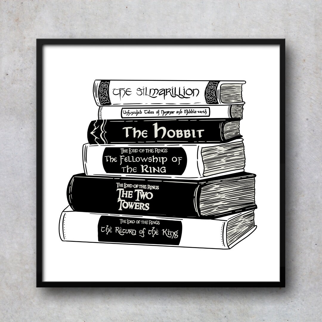 Tolkien Inspired Book Stack Lord of the Rings Books Square Printable ...