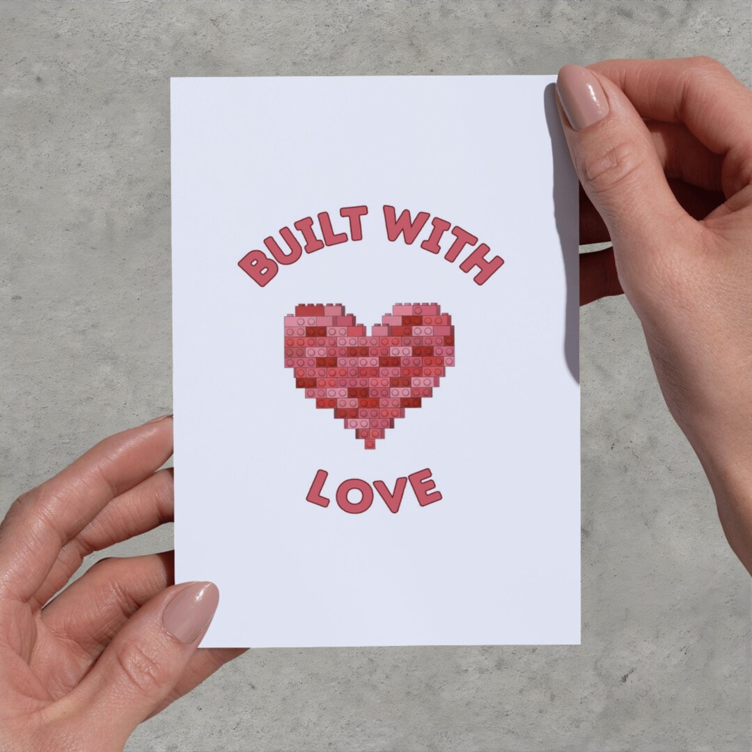 Heart Lego Valentine's Day Card, Valentine Gift for Him, for Her ...