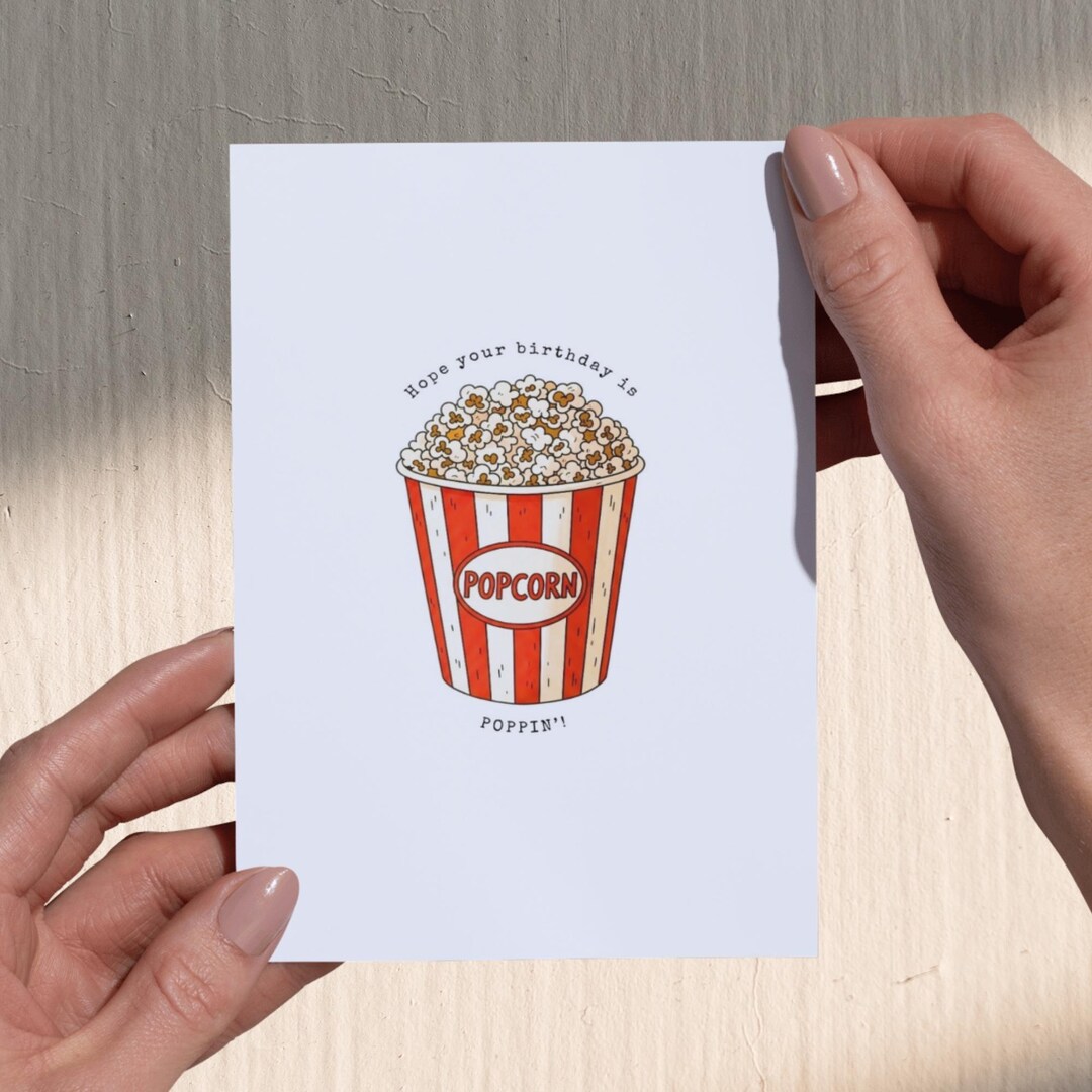 Popcorn Birthday Card: Funny Movie Night Printable (digital Download ...