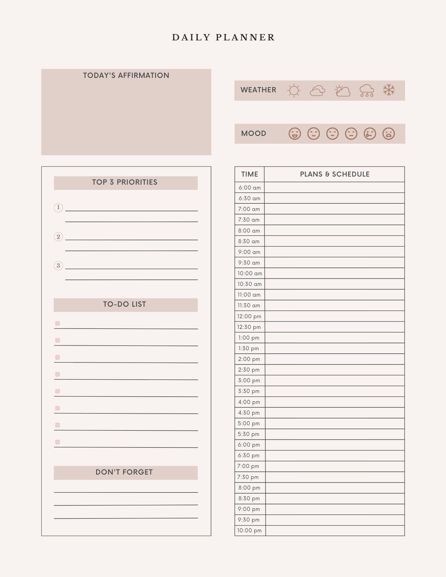 Daily Task Tracker | Hourly Tracking | Self Care Checklist ...