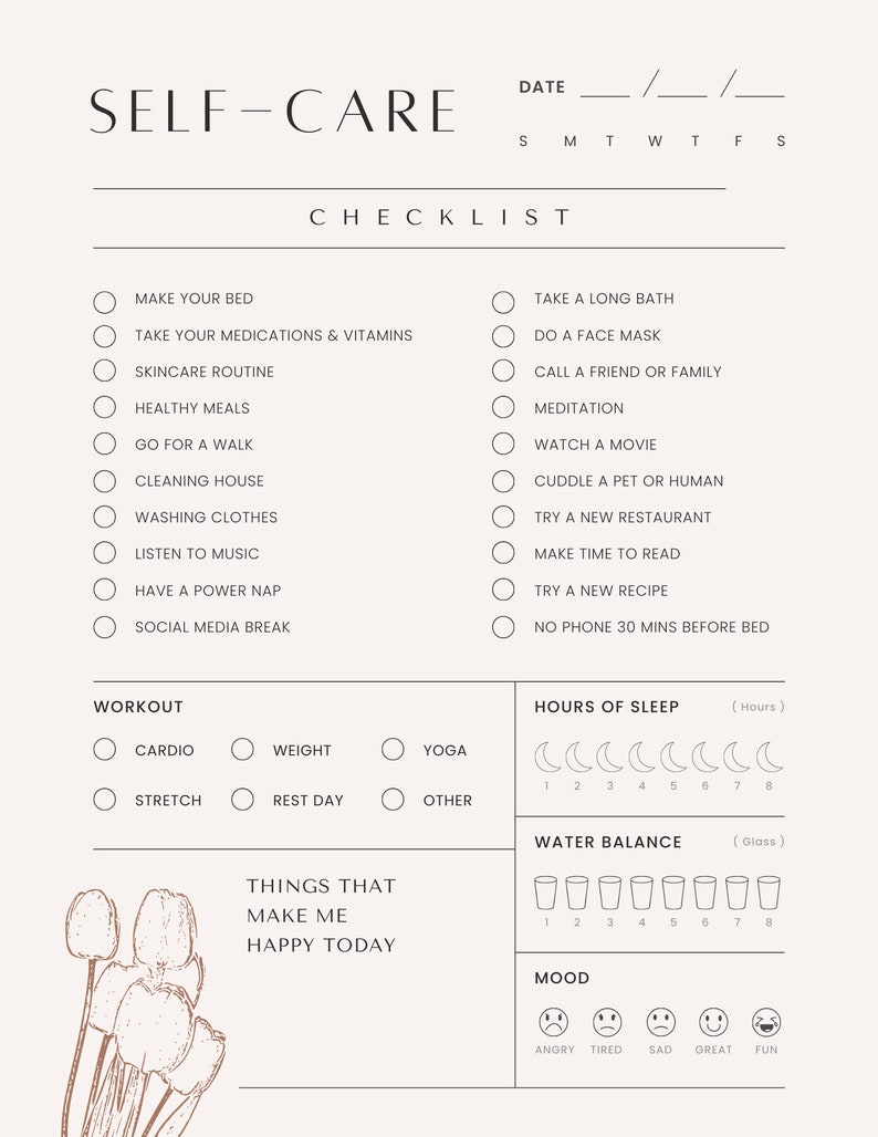 Daily Task Tracker | Hourly Tracking | Self Care Checklist ...