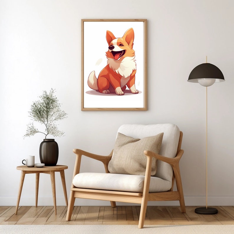 Corgi Sketch, Red Corgi, Smiling Corgi, High Resolution Printable Wall ...