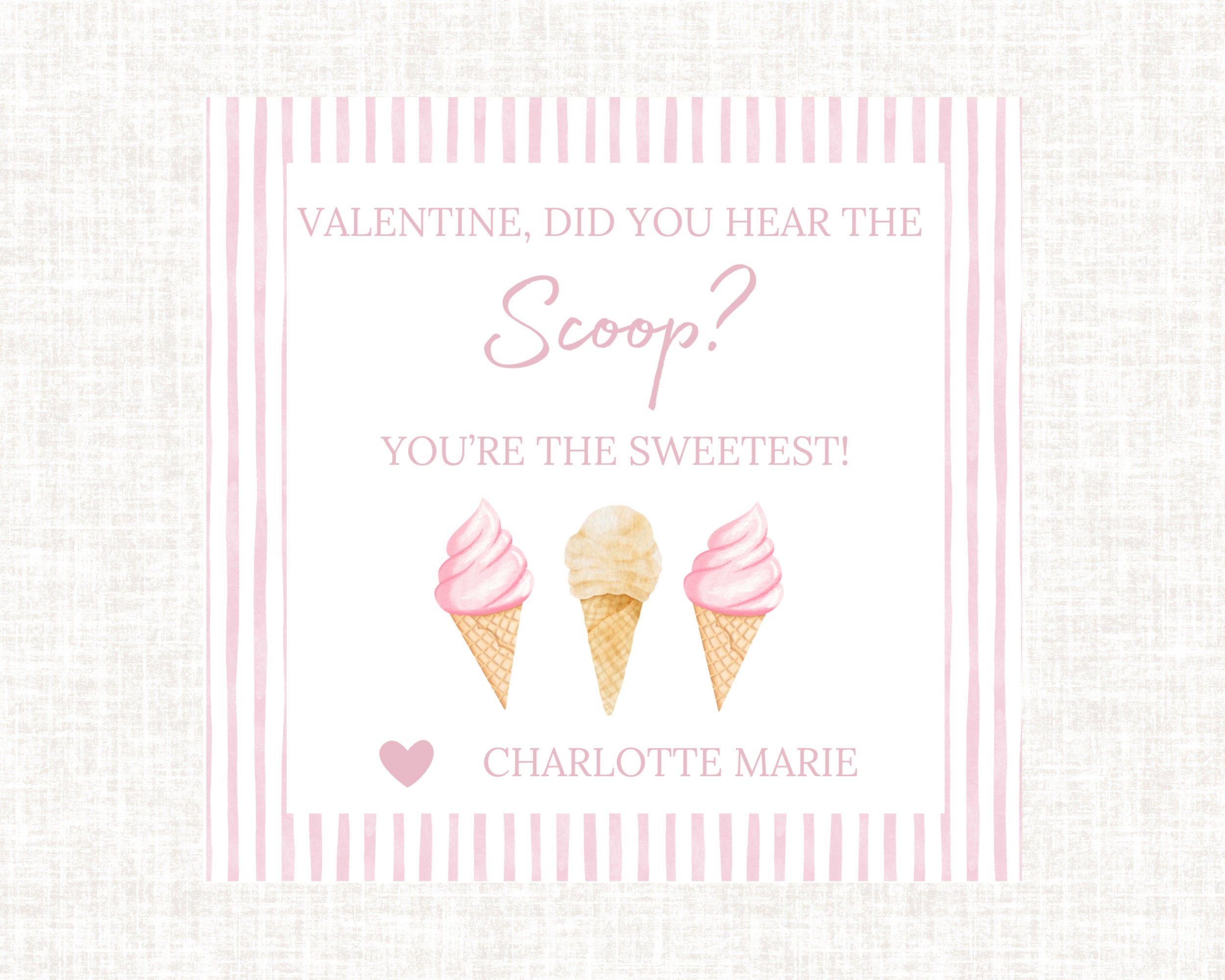 Printable Valentines Tags, Ice Cream Valentines Day, Class Party ...