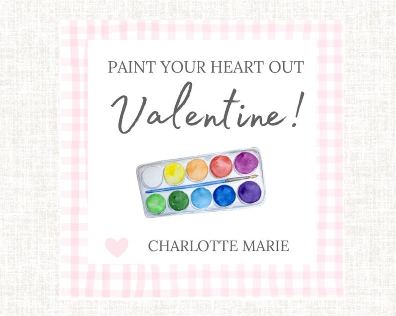 Printable Valentines Day Tag, Paint Valentine Tag, Preschool Valentine ...