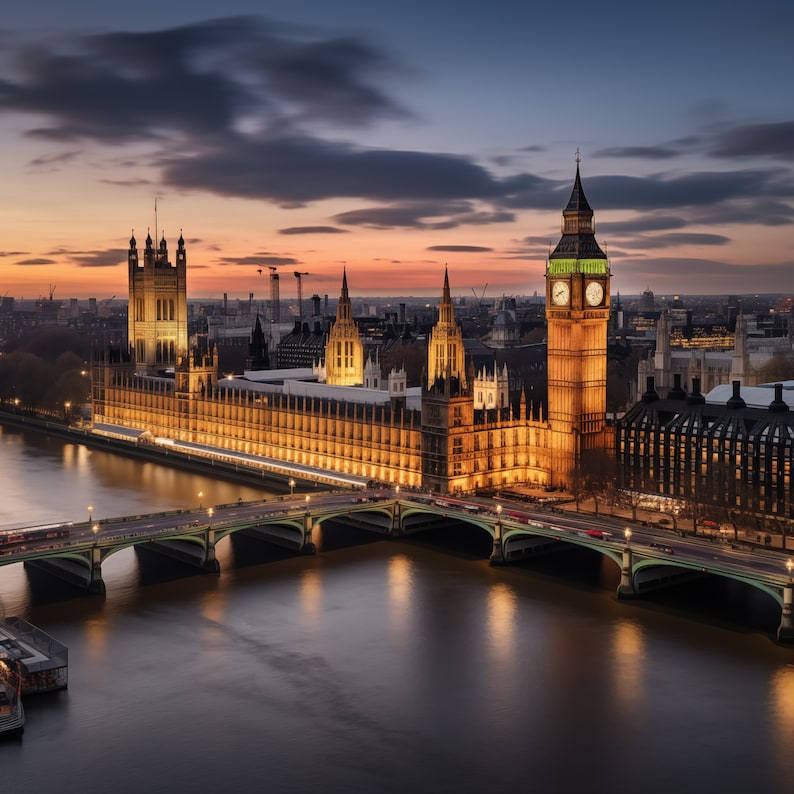 Twilight Over Westminster - London Skyline Digital Print - Etsy