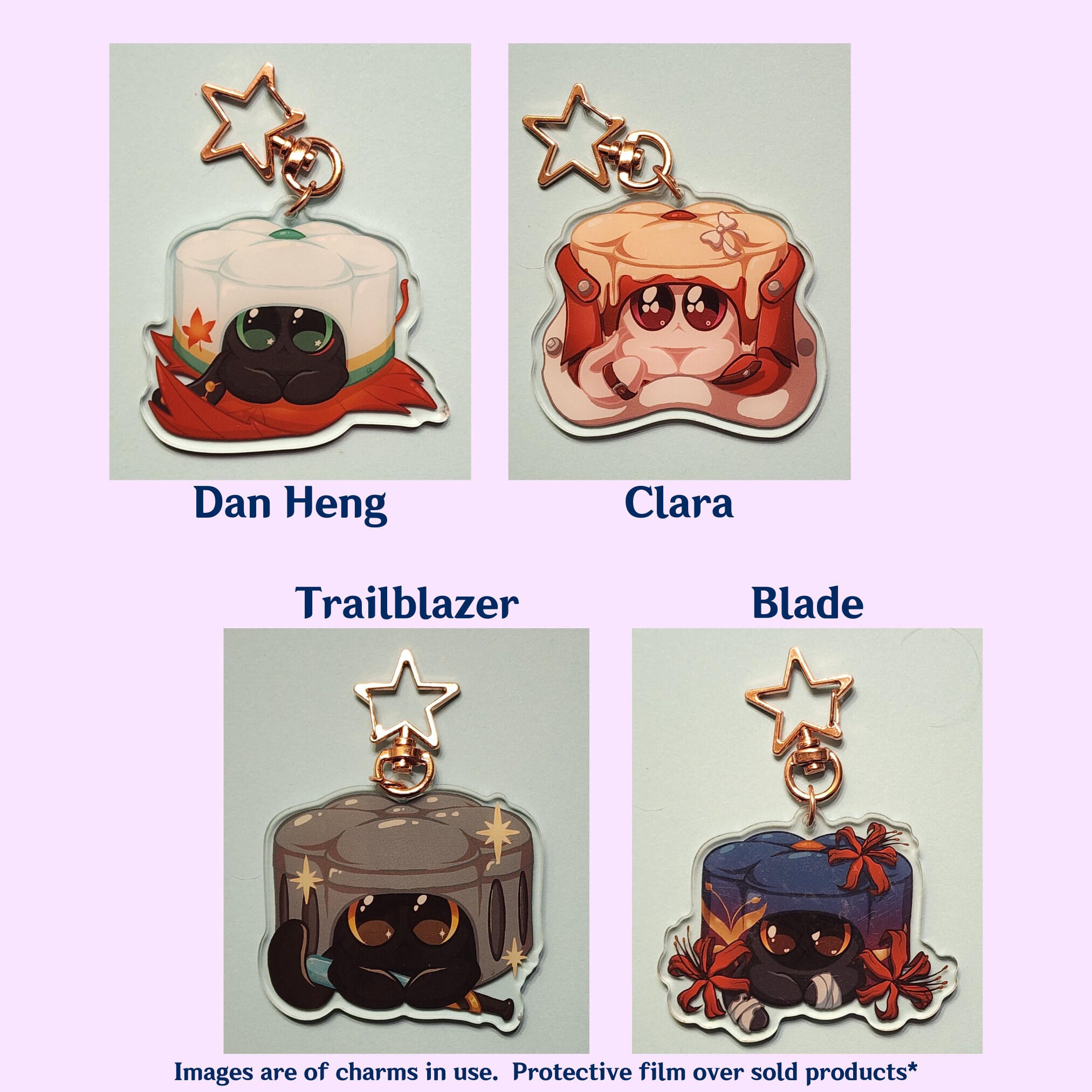 Honkai: Star Rail Cat Critter Key Chains Dan Heng, Clara, Blade ...