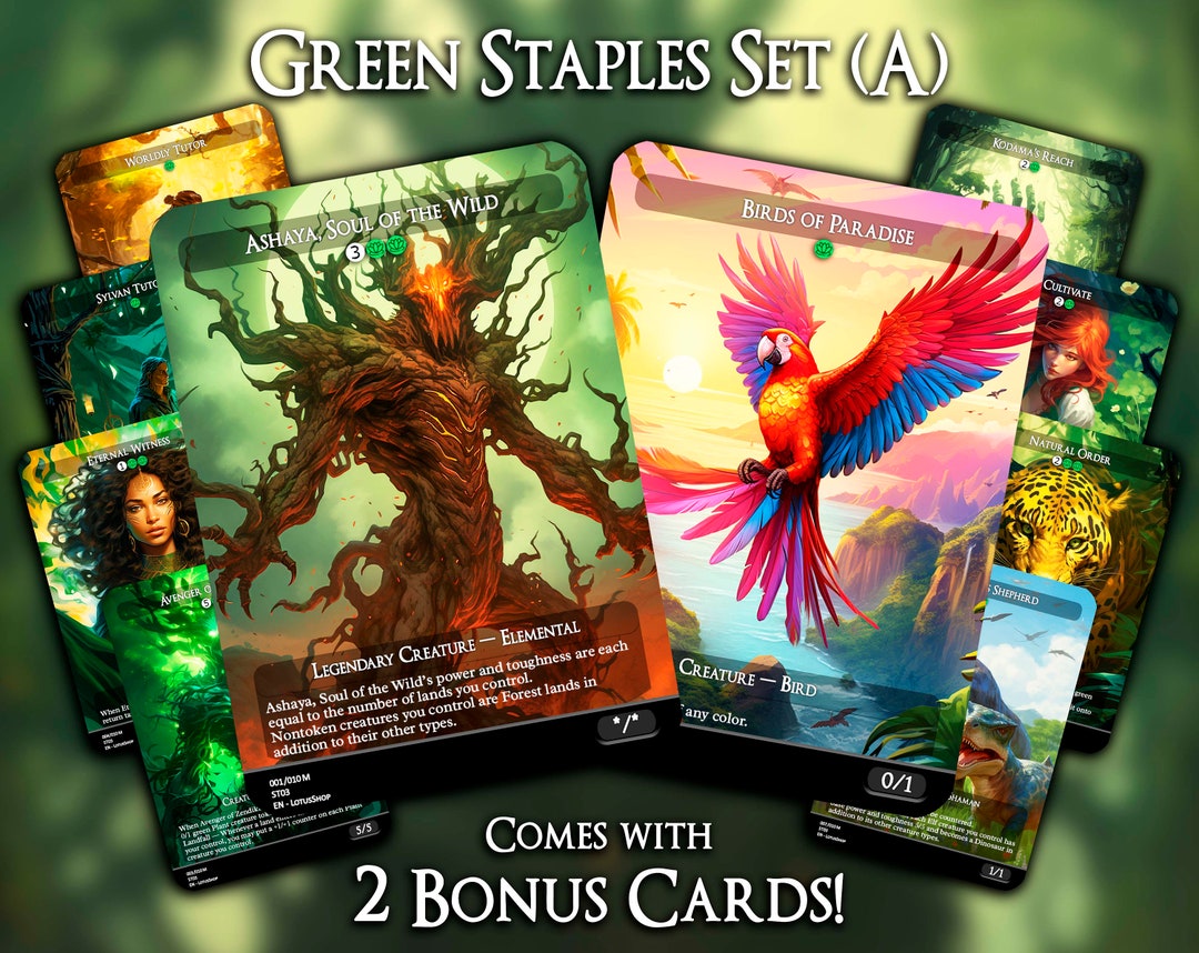 Green Staples Set A Custom Magic Cards, EDH, Premium MTG Cards, Proxy ...