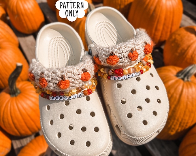 Crochet Pumpkin Strap Croc Cover, Crochet Pattern, Easy Crochet Fall ...