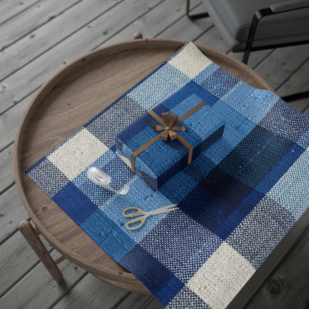 Blue Plaid Buffalo Check Wrapping Paper | Gift Wrap Roll - Etsy