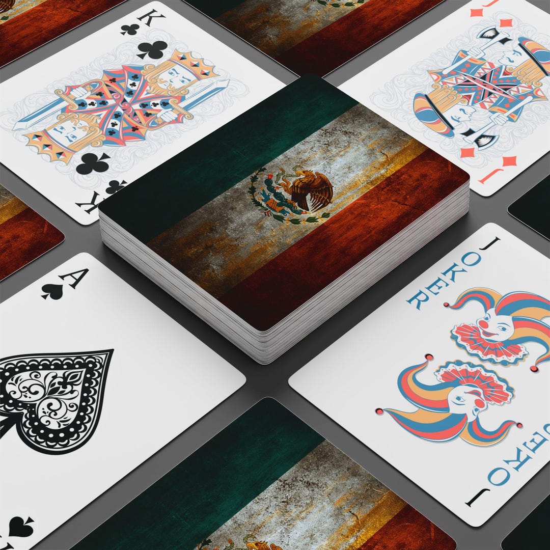 Vintage Mexican Flag Poker Playing Cards | Distressed Mexico Card Deck ...