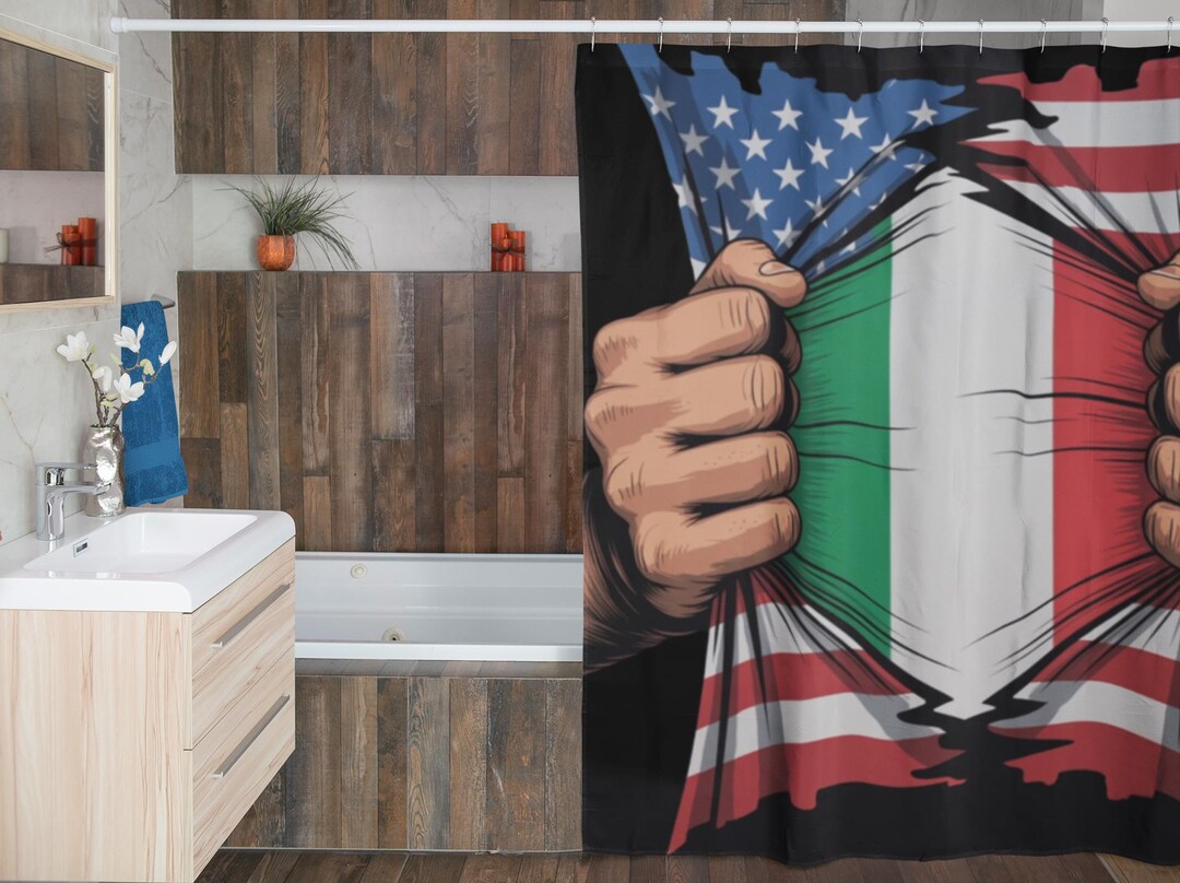 Proud Italian American Shower Curtain | USA Italy Pride - Etsy