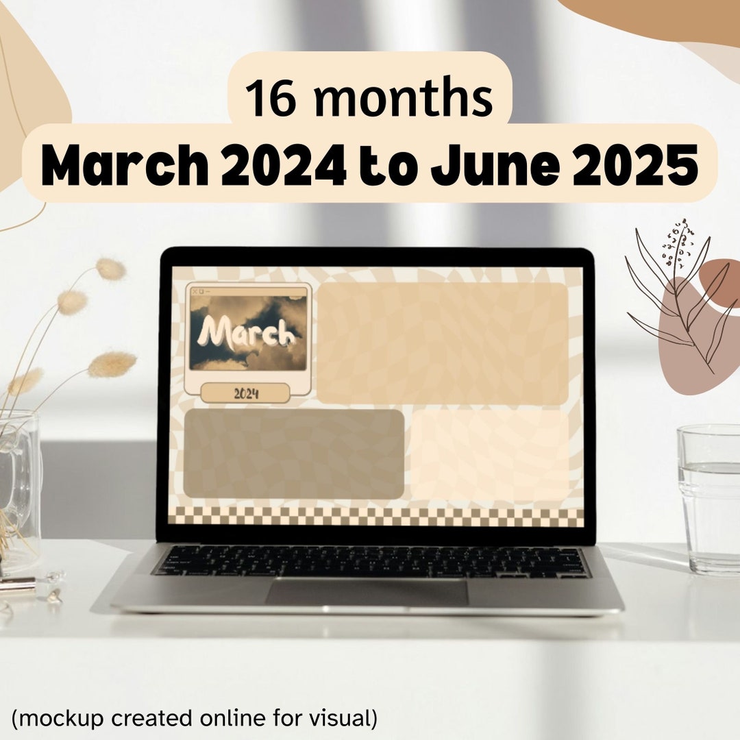 Aesthetic Digital Desktop Organizer || 16 Months March 2024 - June 2025 ...