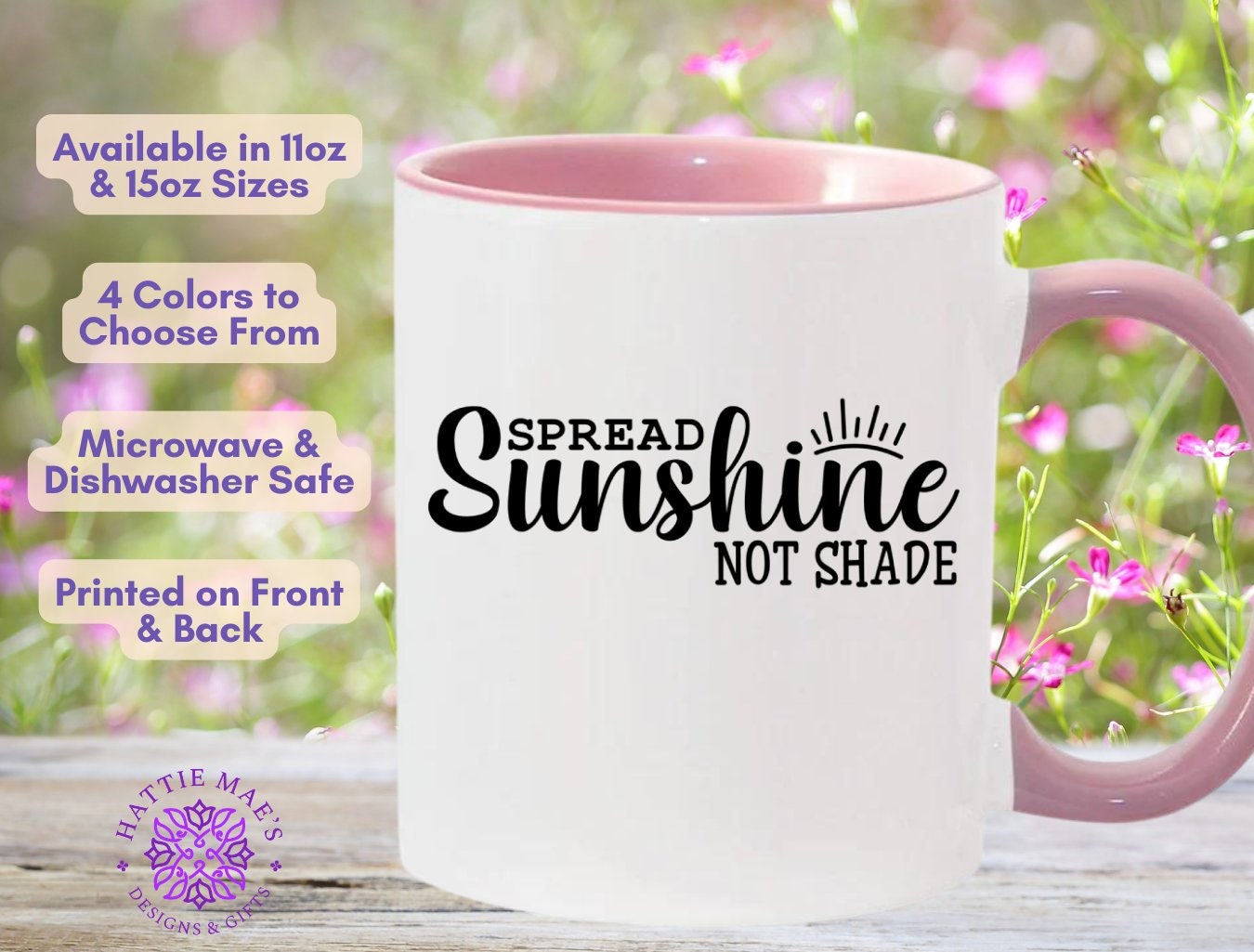 Spread Sunshine Not Shade Positive Quote Mug, Inspirational Coffee Cup ...