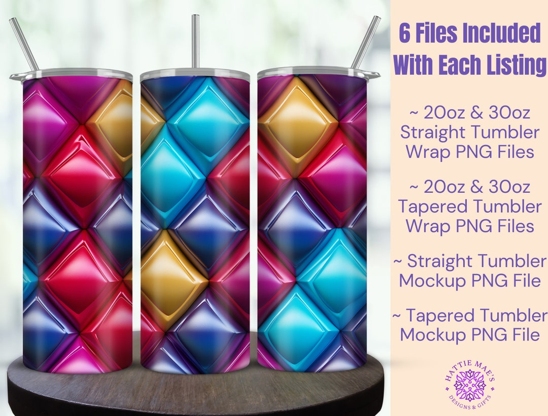 Colorful Geometric 3D Inflated Tile Pattern Tumbler Wrap, Stainless ...