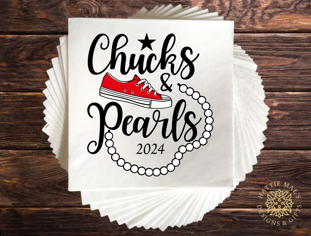 Chucks and Pearls 2024 Napkins, Harris Walz Election Vote Design, Lunch ...