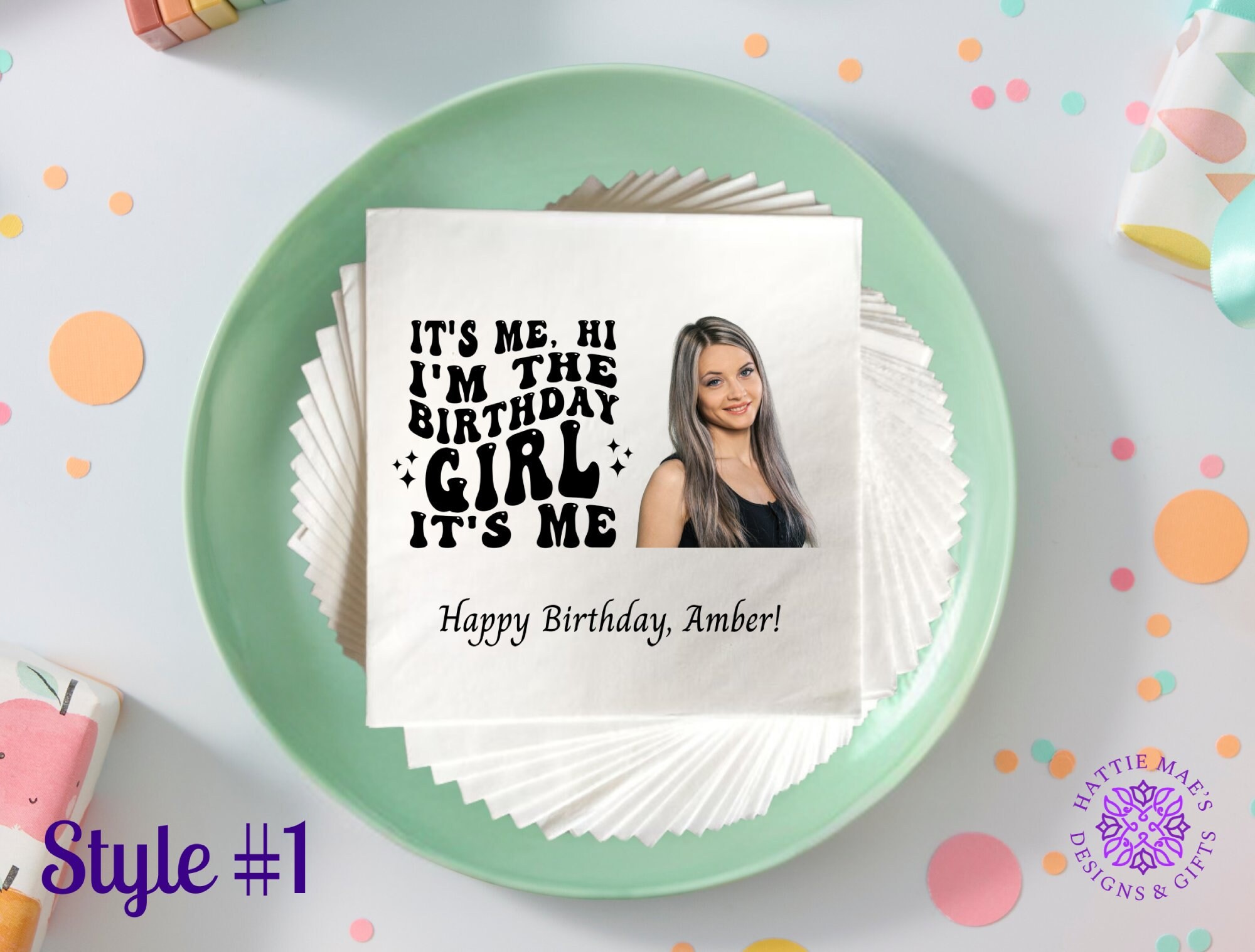 Personalized Photo Napkins for Birthdays, 4 Designs, Custom Birthday ...