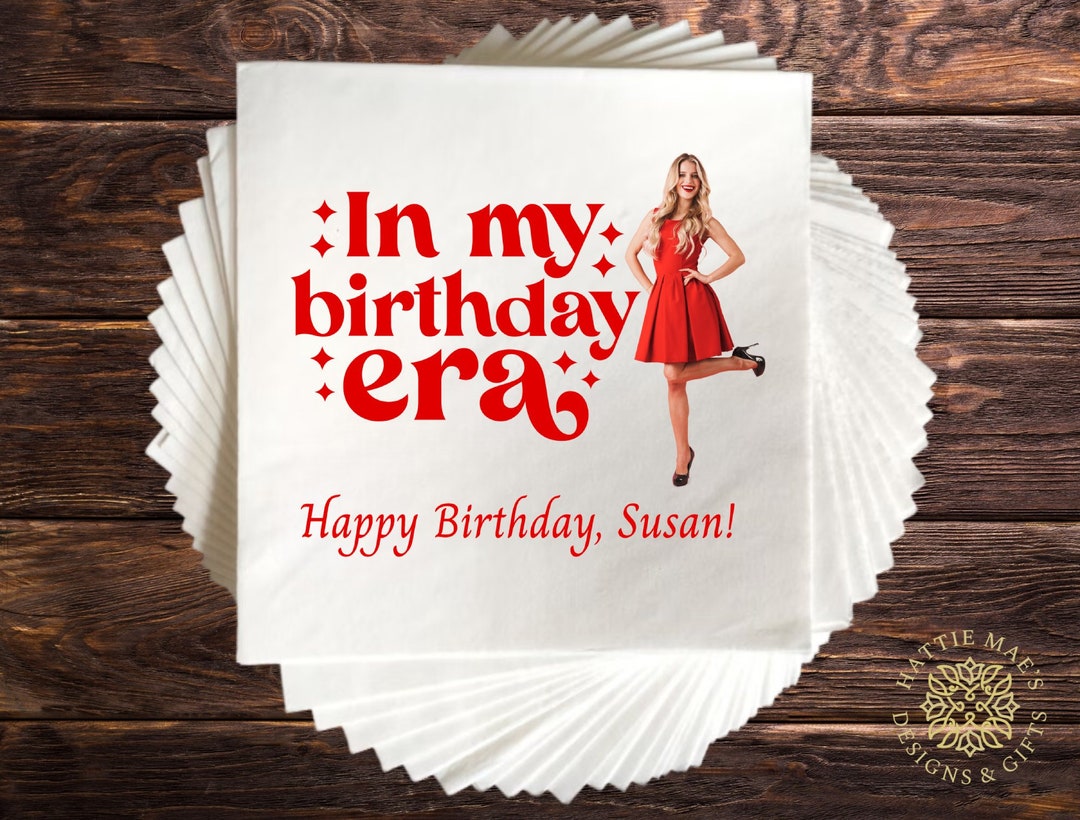 Personalized Photo Napkins for Birthdays, 4 Designs, Custom Birthday ...