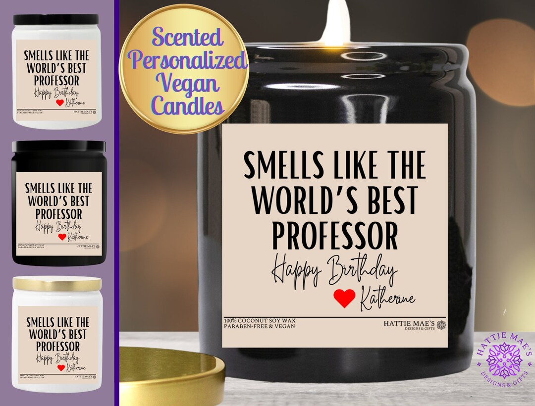 Personalized Professor Teacher Birthday Candle, Vegan Soy Wax, 8oz ...