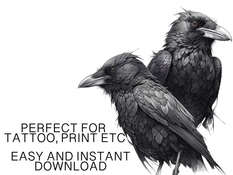 50 Nordic Crows Designs INSTANT DOWNLOAD Nordic Mythology Stamps Tattoo ...