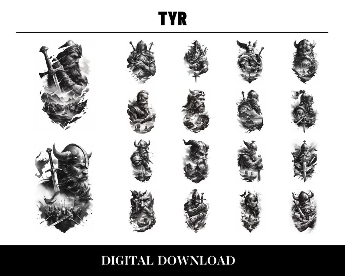 Tyr Norse God Tattoo Designs | Viking Art (50+ Digital Images) - Etsy
