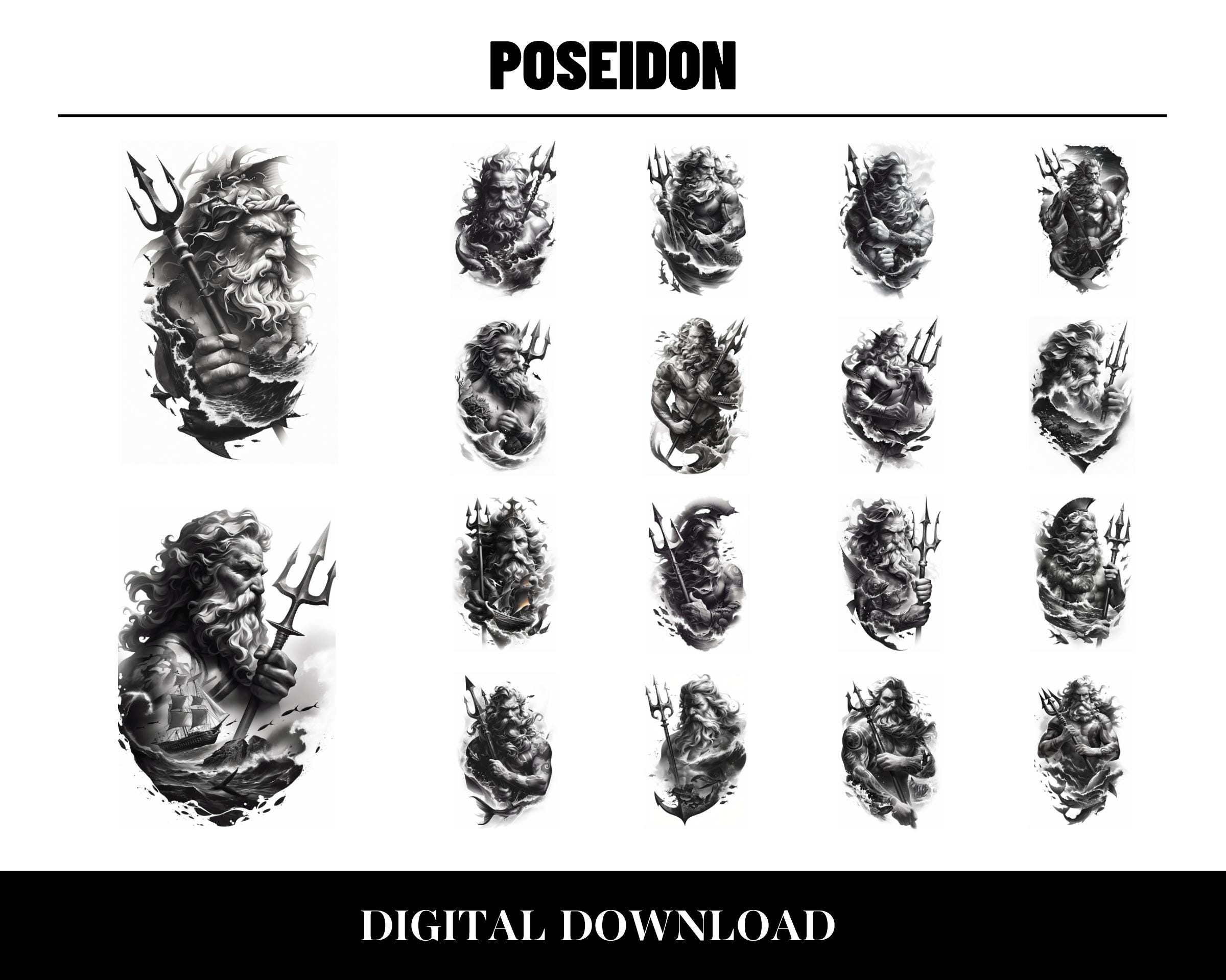 Poseidon JPG Design Set | 50 High-quality Digital Images | Mythical ...