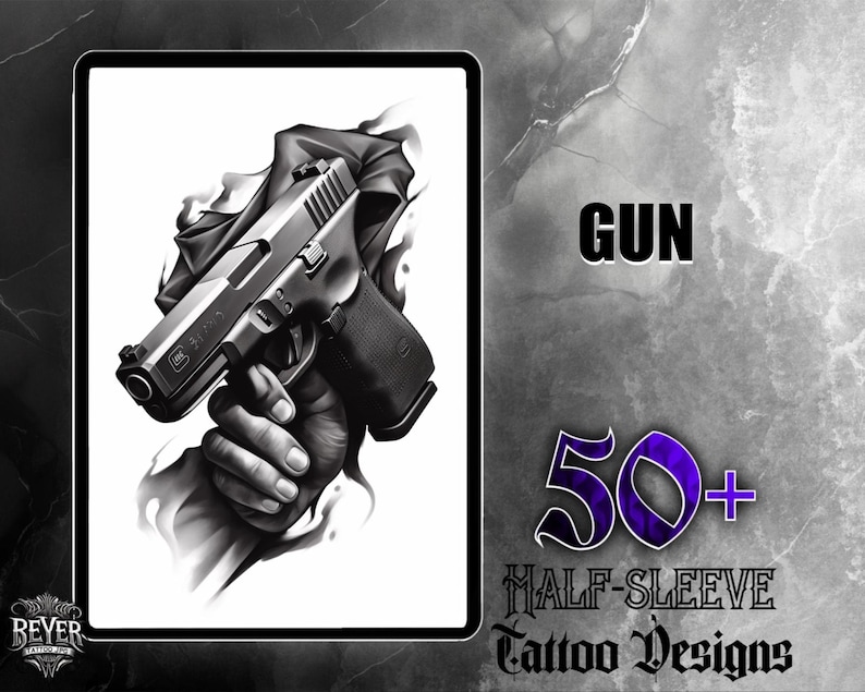 Gun Tattoo Design Set 50 High-quality JPG Images Stylish Gun Tattoo ...