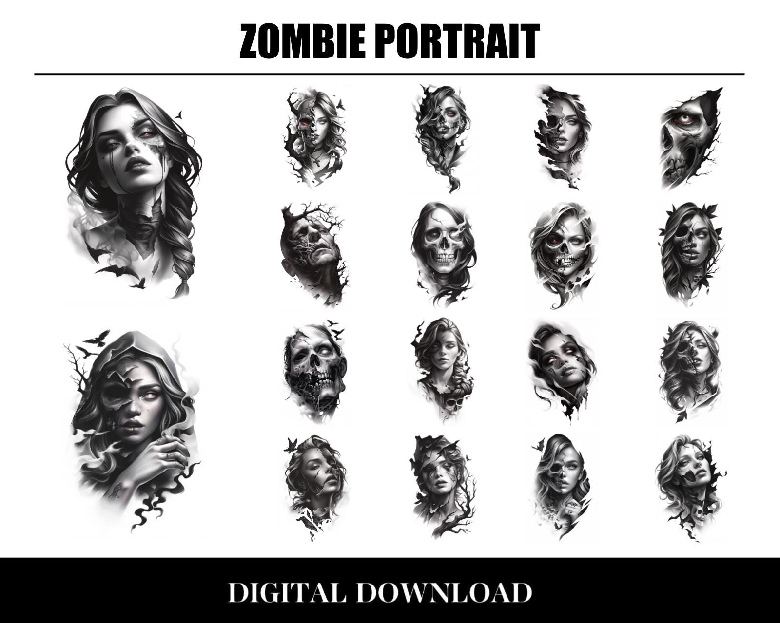 Zombie Portrait JPG Set | 50 High-quality Digital Images | Creepy ...
